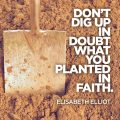 Don’t dig up in doubt what you planted in faith.