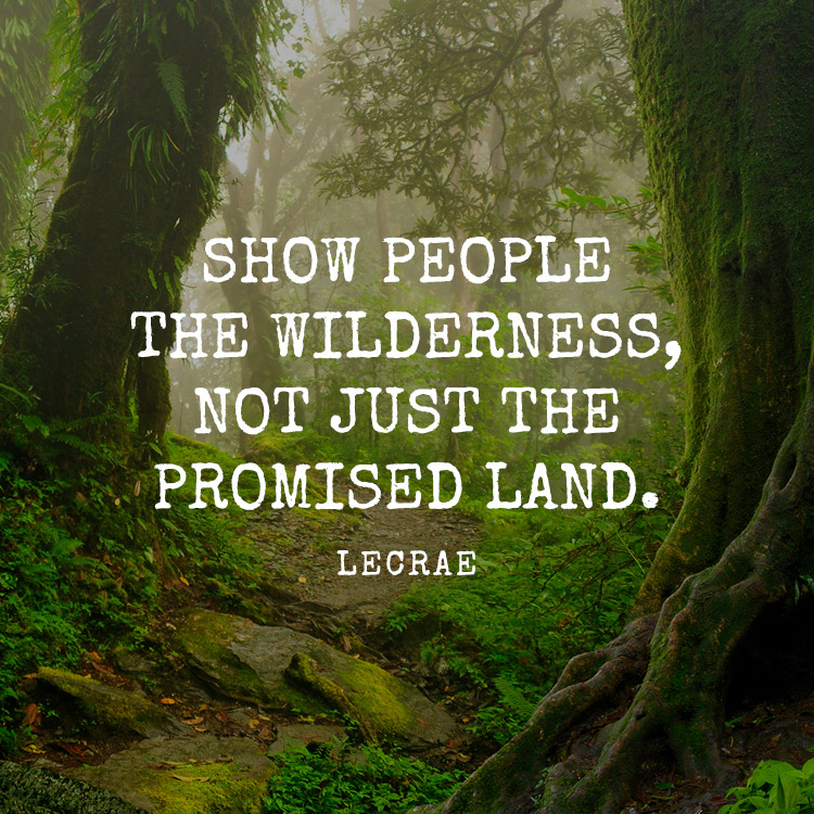 Show people the wilderness, not just the promised land. - SermonQuotes
